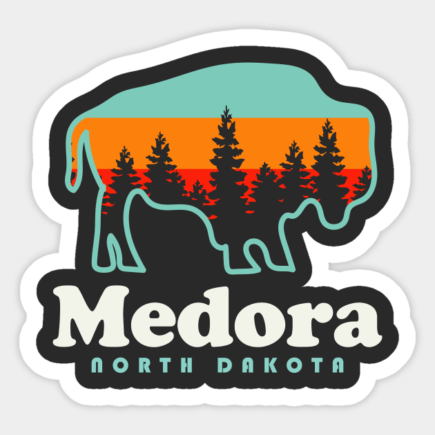Medora North Carolina Bison Vacation Trip - North Carolina - Sticker ...