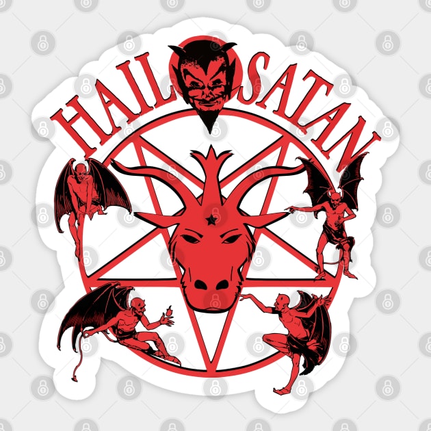 Hail Satan Vintage Cartoon - Goth - Sticker | TeePublic