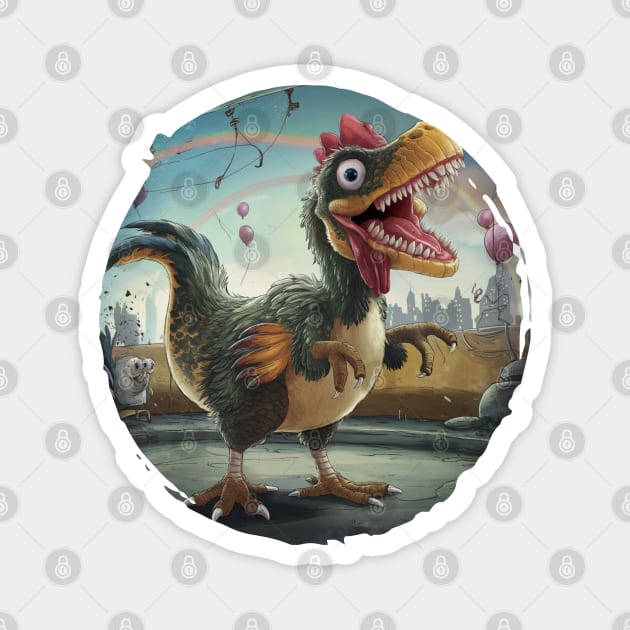 Bizarre and Happy Chickensaurus Creature - Bizarre Art - Magnet | TeePublic