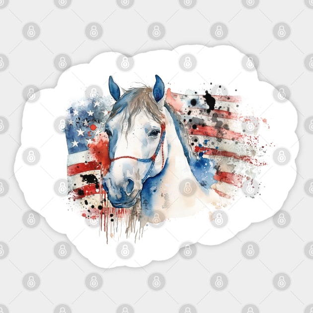 Watercolor Patriotic horse - Watercolor Patriotic Horse - Sticker ...