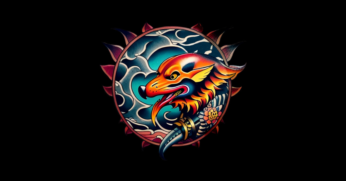 The Fox in the sun on the wavy wave - Fox - T-Shirt | TeePublic