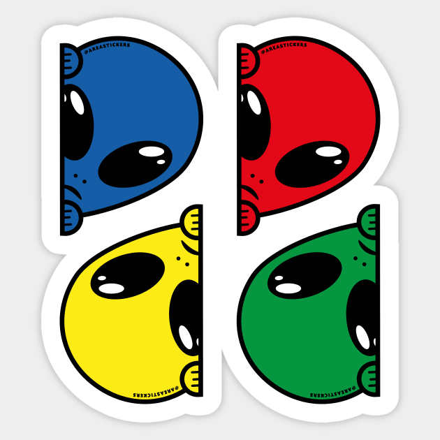 Alien Life - Aliens peeking out - Alien Peeking Out - Sticker | TeePublic