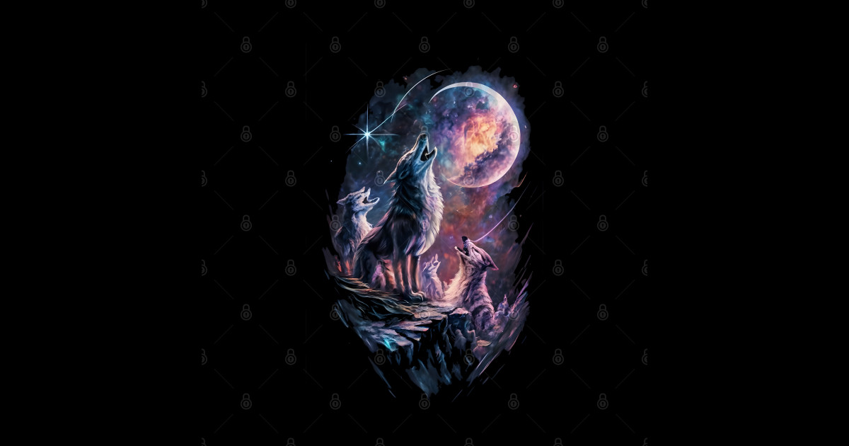 Celestial Wolf Pack - Wolf Pack - Sticker | TeePublic