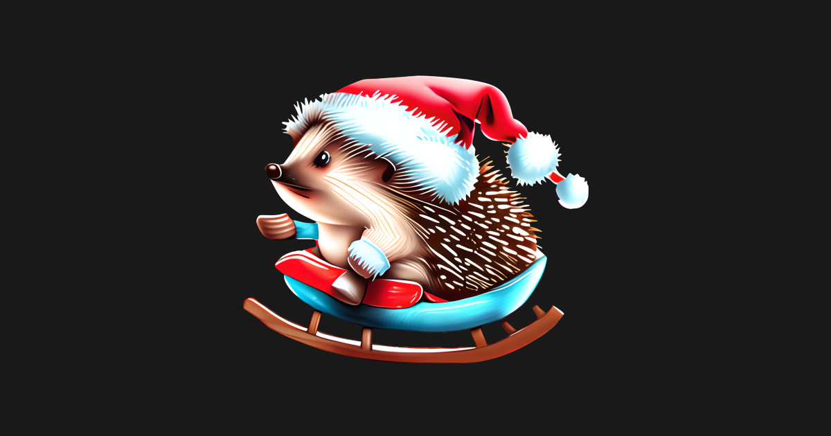 Sledgehog. Christmas Cute Hedgehog on a Sled - Hedgehog - T-Shirt ...