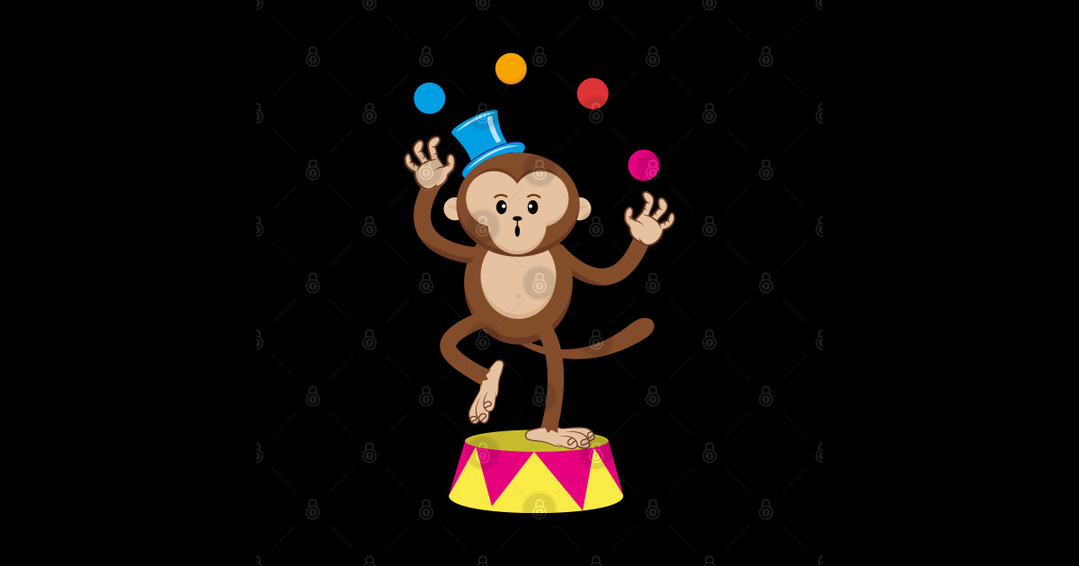 Funny Juggling Circus Monkey Ape T-Shirt Gift - Monkey - Sticker ...