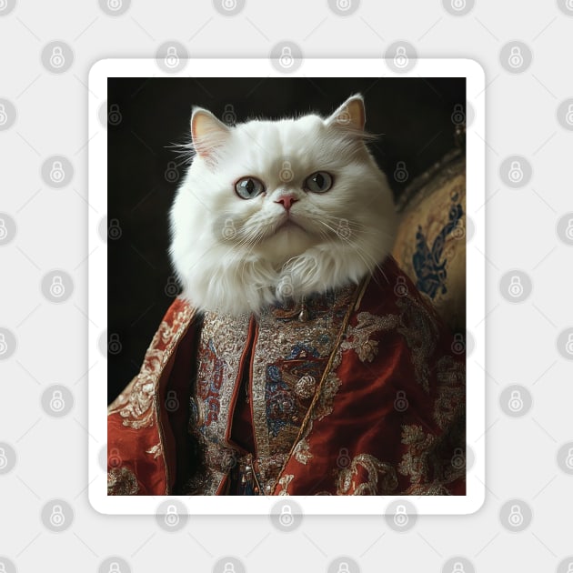 Sultan of Persia: White Cat in Traditional Dress - Royal Cat - Magnet ...