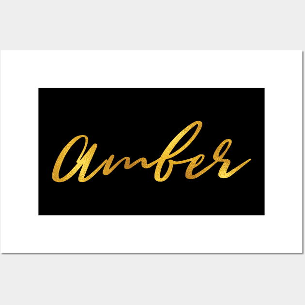 Amber Name Hand Lettering in Gold Letters - Amber - Posters and Art ...