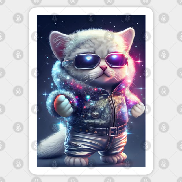 Cute Cosmic Cat - Anime Art design - Cute Cat - Sticker | TeePublic