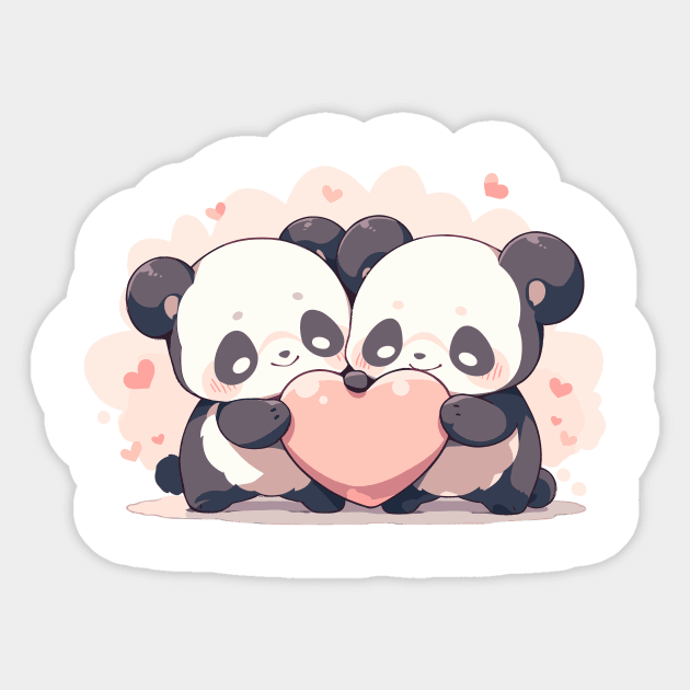how to draw a panda holding a love heart