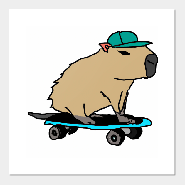 Capybara skating - Capybara - Posters and Art Prints | TeePublic