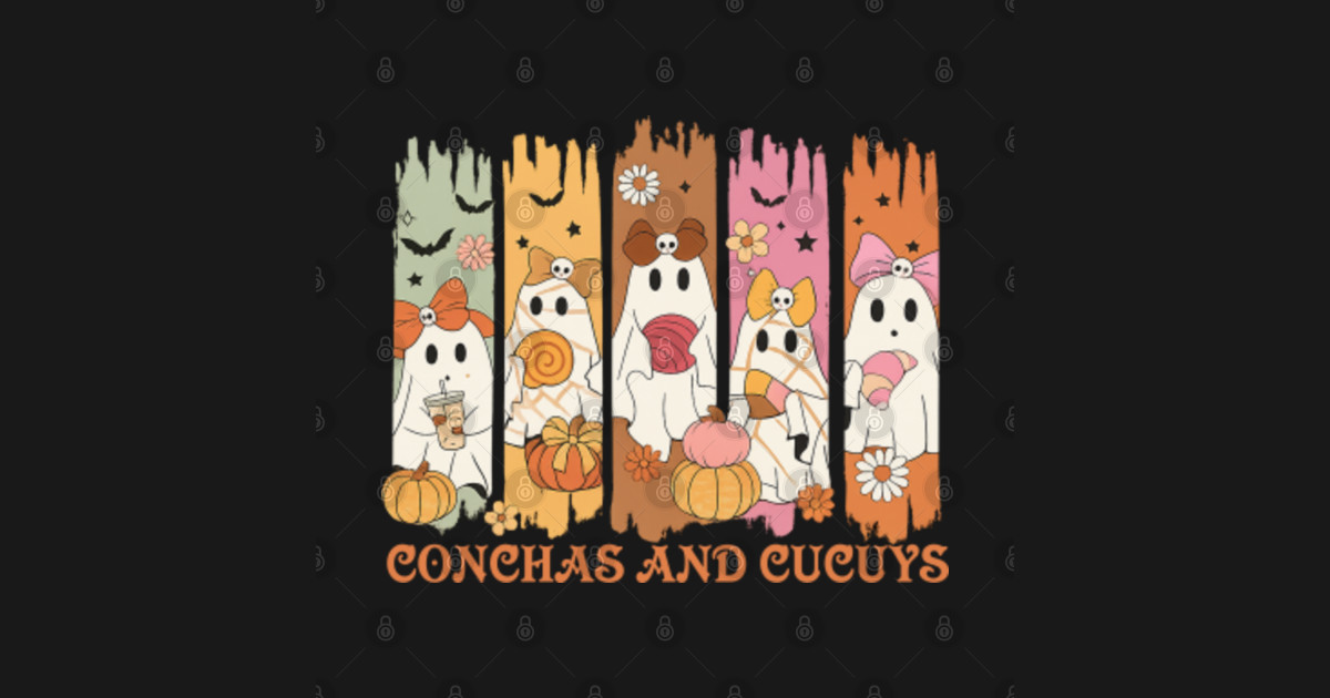 Conchas and Cucuy Ghosts in Fall Colors - Cute Latino Halloween - T ...