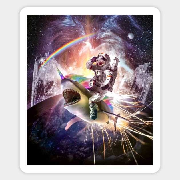 Galaxy Astronaut Cat Riding Rainbow Shark Unicorn - Galaxy Astronaut ...