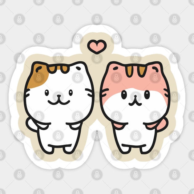 Couple of kawaii cute cat cartoon - Cat Couple - Sticker | TeePublic