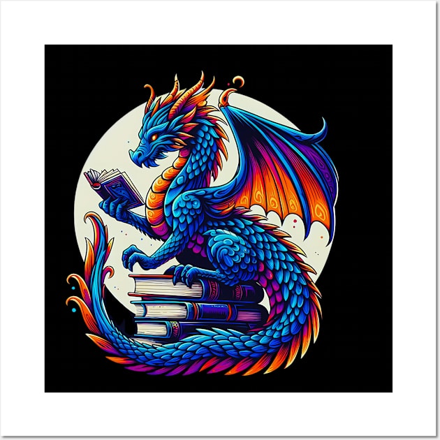 Dragon Reading a Book Bookworm Book Lover - Book Reading Bookworm Book ...