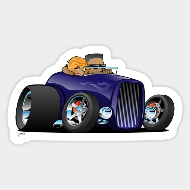 Highboy hot rod deep purple roadster - Hot Rod - Sticker | TeePublic