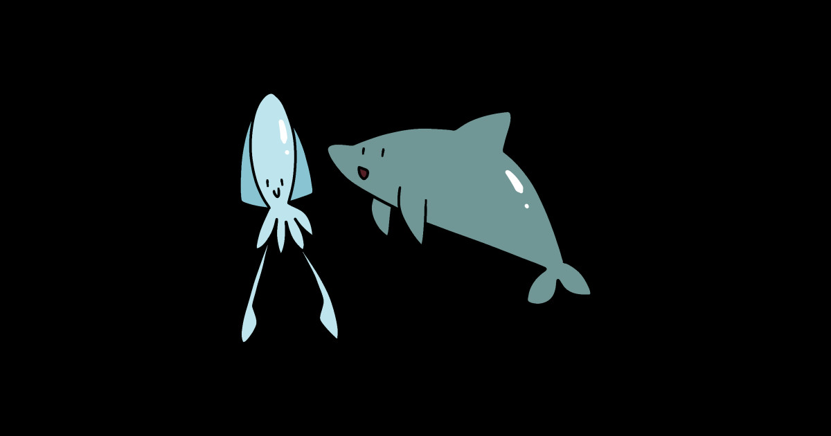 Dolphin and Squid - Dolphins - Sticker | TeePublic