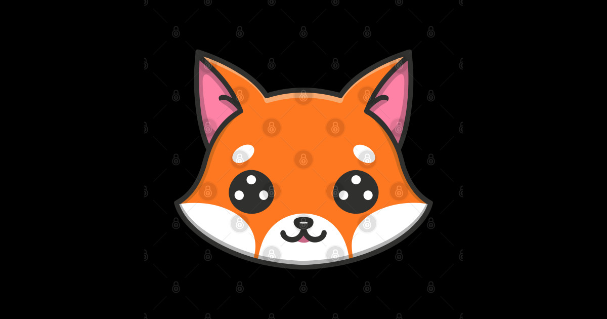 Cute Fox Face Kawaii Fox Head Illustration - Fox - Sticker | TeePublic