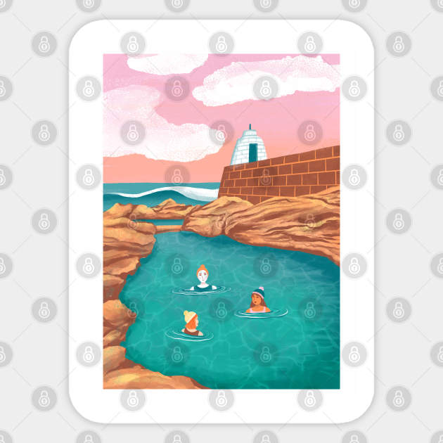 Portreath Tidal Pool - Swimming - Sticker | TeePublic
