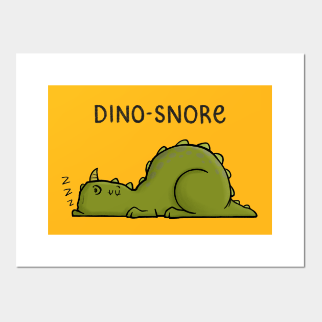 Dino-snore - Funny Cartoon Dinosaur Art Illustration - Dinosaur ...