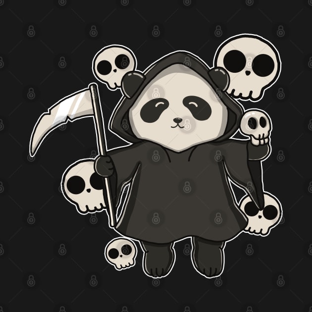 Cute Panda In Grim Reaper Costume - Panda - T-Shirt | TeePublic