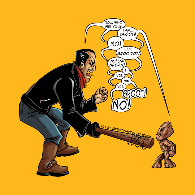 Negan vs. Baby - Groot - T-Shirt | TeePublic