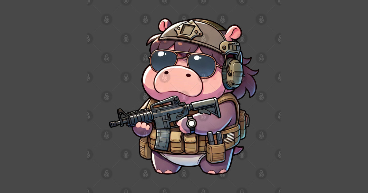 Tactical Hippo - Hippopotamus - T-Shirt | TeePublic