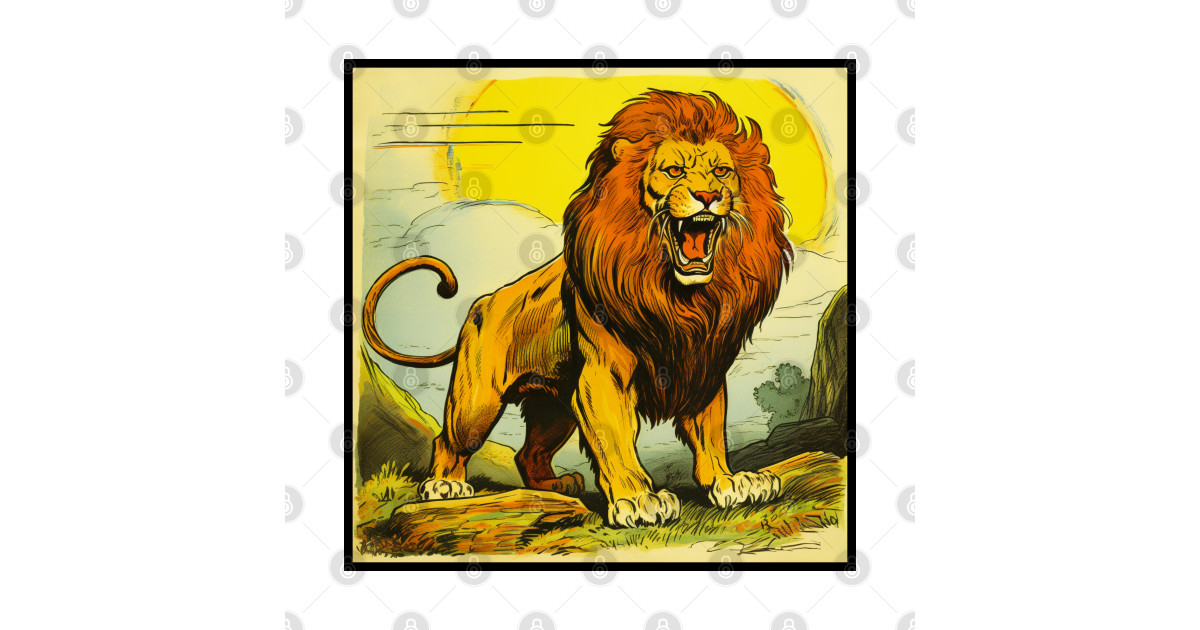 Lion Cartoon Vintage Comics Lion Artwork - Lion - T-Shirt | TeePublic