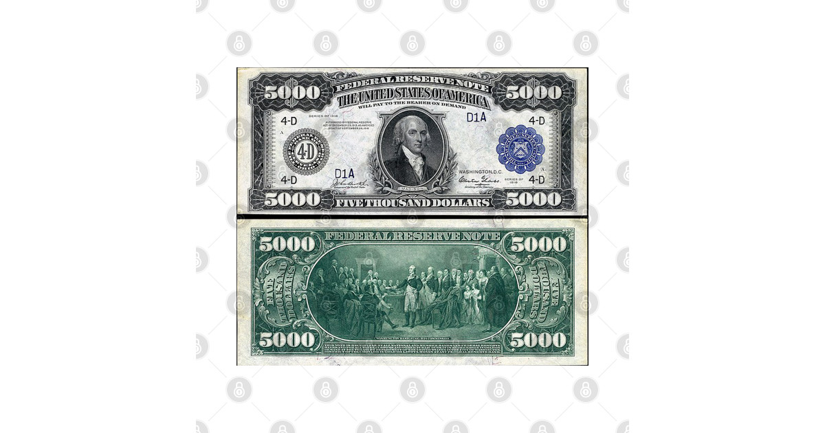 $5,000 Dollar Bill - Back - Big Money - T-Shirt | TeePublic