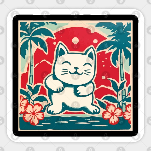 Aloha Cat Ink Block - Hawaiian Cats - Sticker | TeePublic
