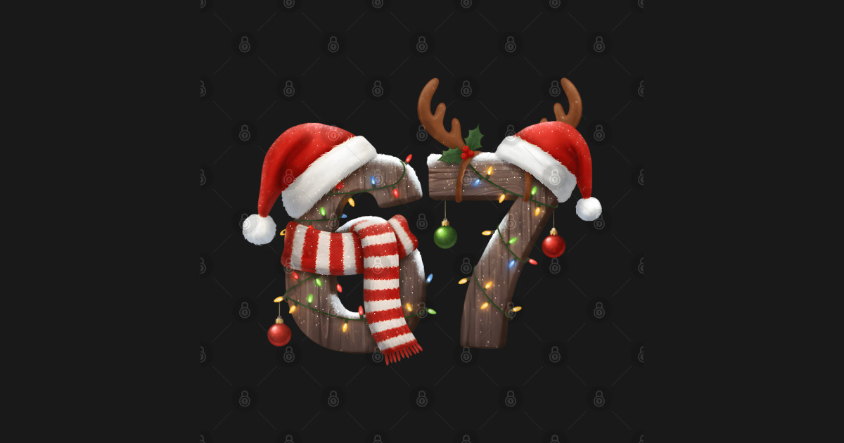 Six Seven 6-7 67 Lights Brain Rot - Funny Christmas Meme - T-Shirt ...