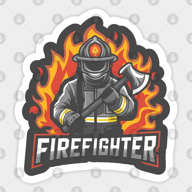 Firefighter Logo - Firefighter - Sticker | TeePublic