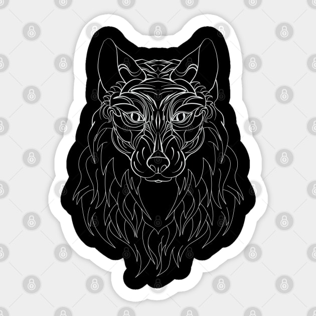 Wolf Face Hand Drawning - Wolf Face - Sticker | TeePublic