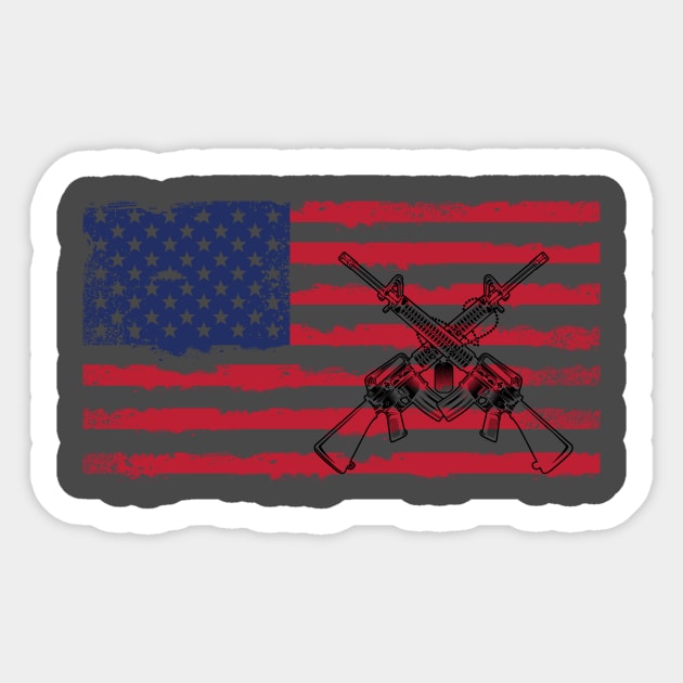 U.S Flag With gun - Usa - Sticker | TeePublic