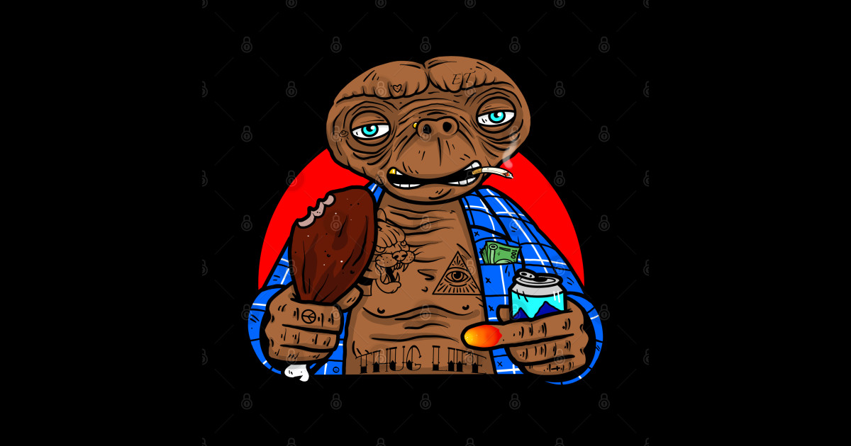 Lil ET funny gangster alien spin-off nostalgia - Et - Pin | TeePublic