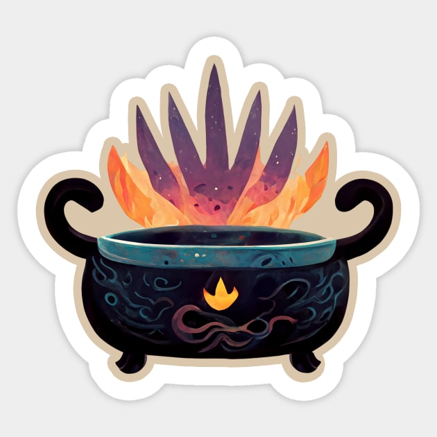 Cauldron of Fire - Fantasy - Sticker | TeePublic