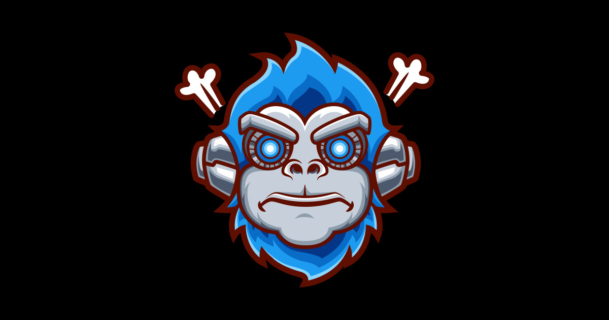 Cute Blue Ape Robot Mad Angry Cartoon - Cute Blue Ape Robot Mad Angry ...
