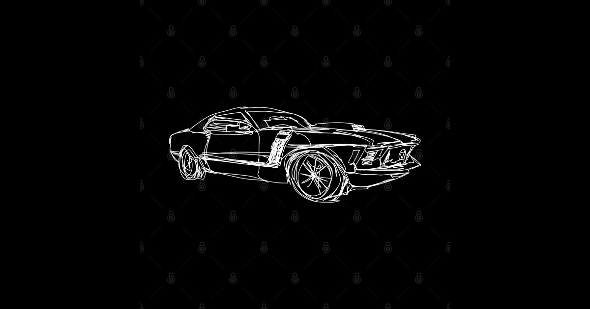 Mustang Boss Line drawing - Mustang Gift - Sticker | TeePublic