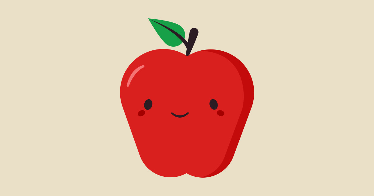 Cute Kawaii Red Apple - Apple - T-Shirt | TeePublic