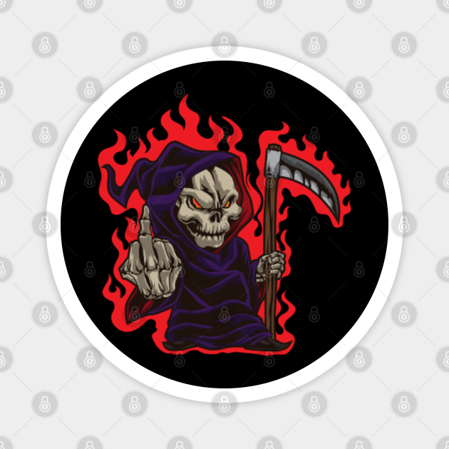 Grim Reaper Middle Finger - Grim Reaper - Magnet | TeePublic