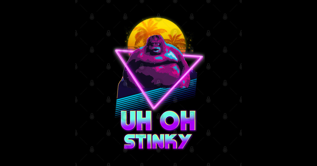 Uh Oh Stinky Poop Le Monke 80s Vaporwave Outrun Style Essential - Uh Oh ...