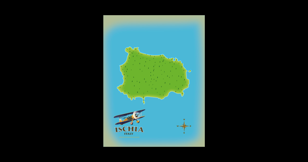 Ischia Italy map travel poster - Ischia Italy Map Travel - Sticker ...