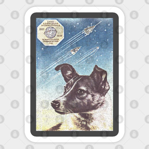 Laika Space Dog / Retro Faded Soviet Style Design - Laika - Sticker ...