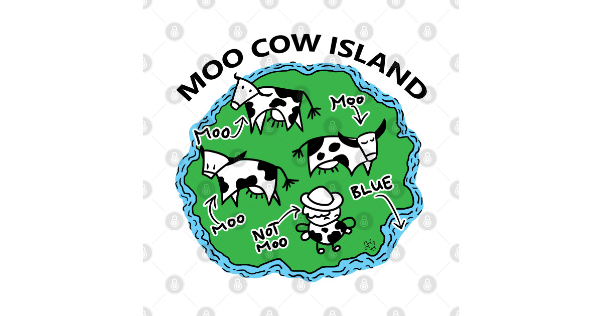 Moo Cow Island Map - Cow - T-Shirt | TeePublic