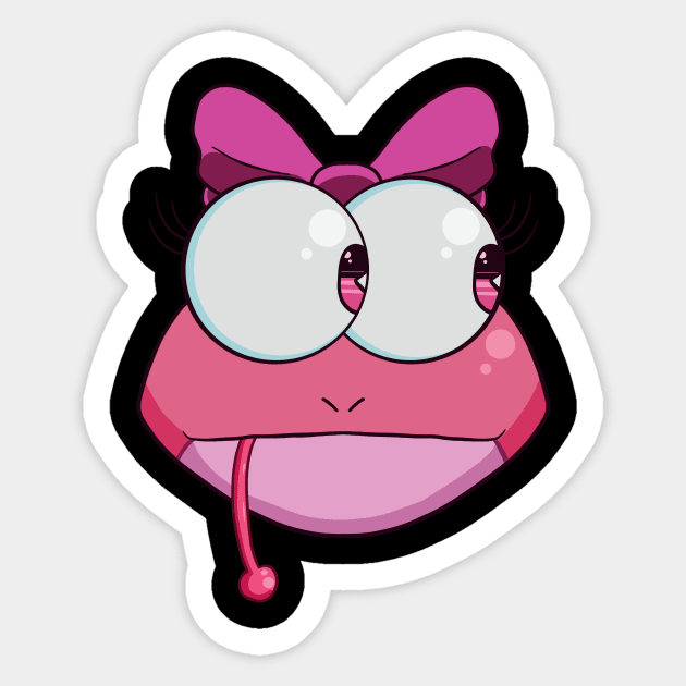 Ms. Pink Frog - Cartoon Frog - Sticker | TeePublic