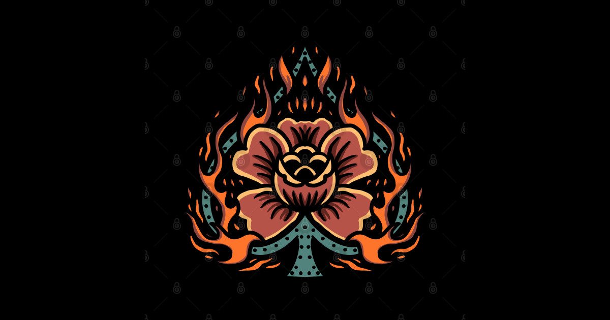 flaming rose tattoo - Tattoo - Sticker | TeePublic