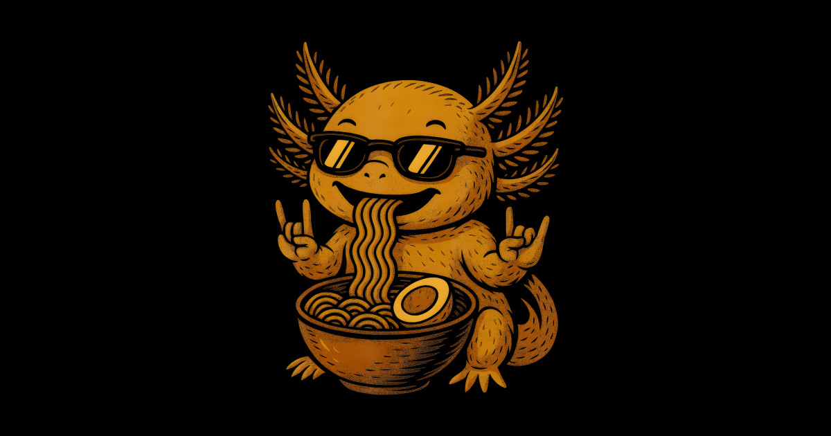 Anime Kawaii Eating Rock On - Funny Anime Axolotl - Sticker | TeePublic