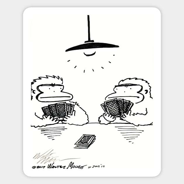 Ape Staredown at the Poker Table - Gambling - Sticker | TeePublic