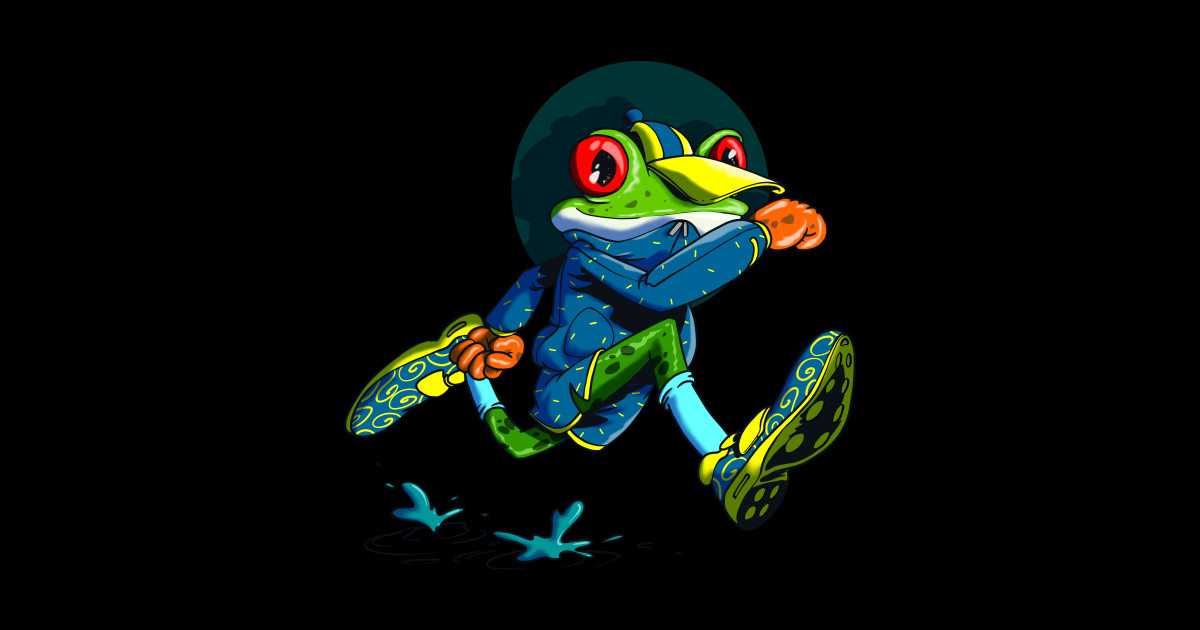 Runner frog - Frog - Sticker | TeePublic