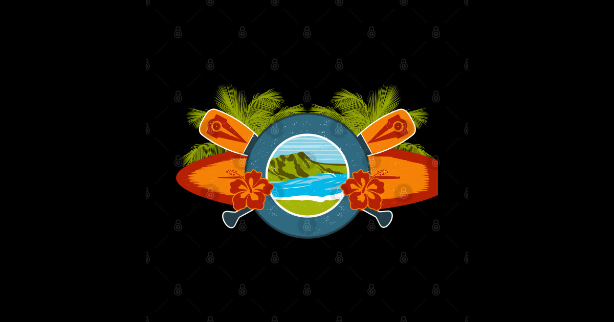 Hawaiian Island Ocean Sea Diamond Head Emblem - Hawaiian Island Ocean ...