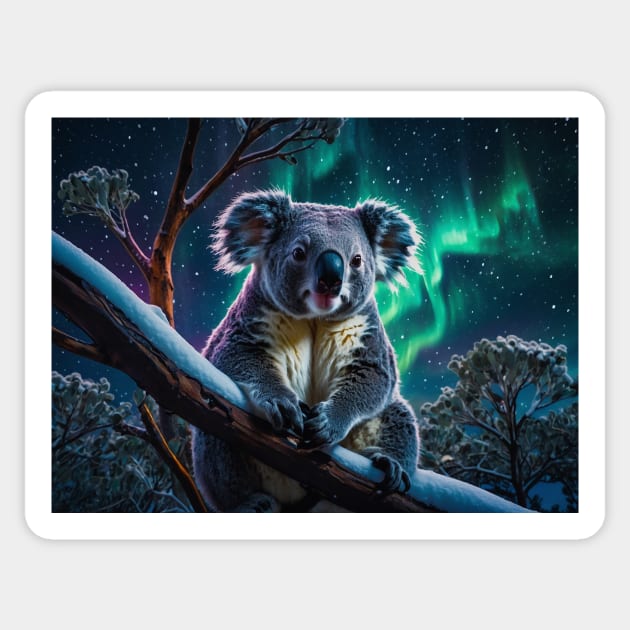 Winter Koala and Southern Lights - Koala Bear - Sticker | TeePublic